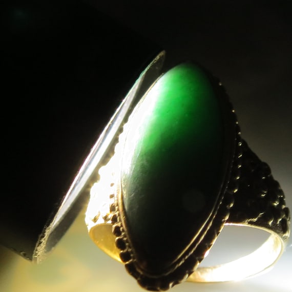 Vintage Chinese hallmarks 18k yellow gold natural gre… - Gem