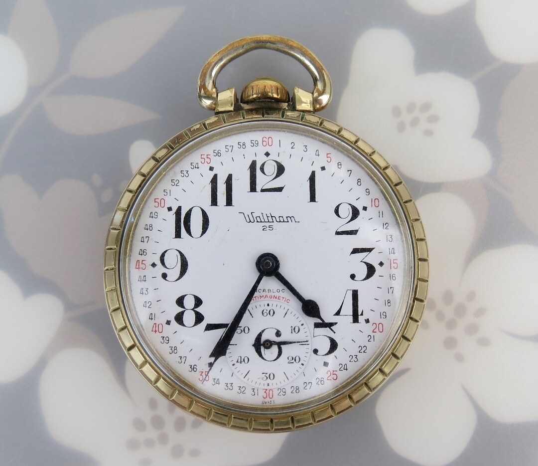 Waltham 25 Jewel Incabloc Pocket Watch With 10k Rolled Gold - Etsy