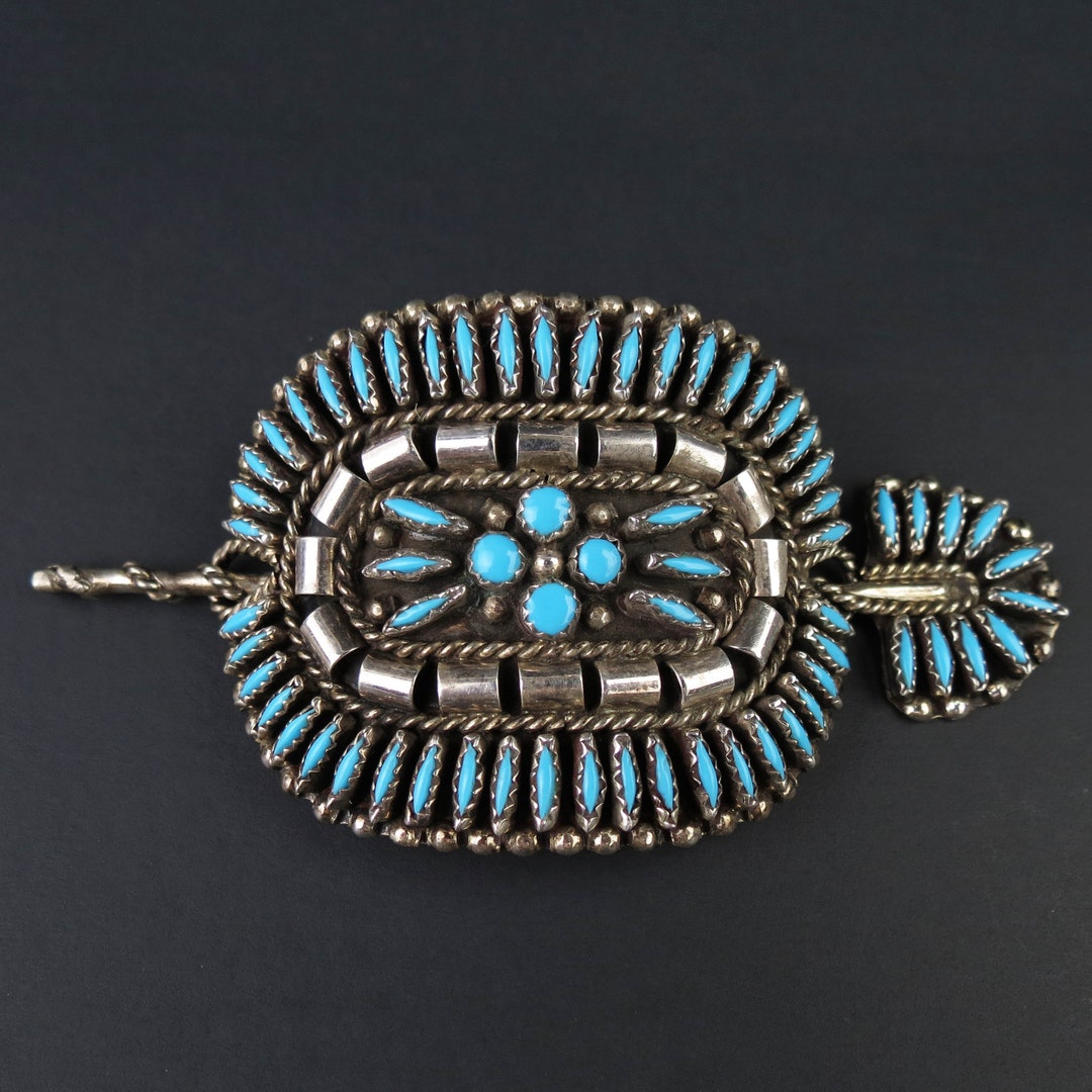 Vintage Zuni Native American Needle Point Cluster Sterling Silver Hair ...