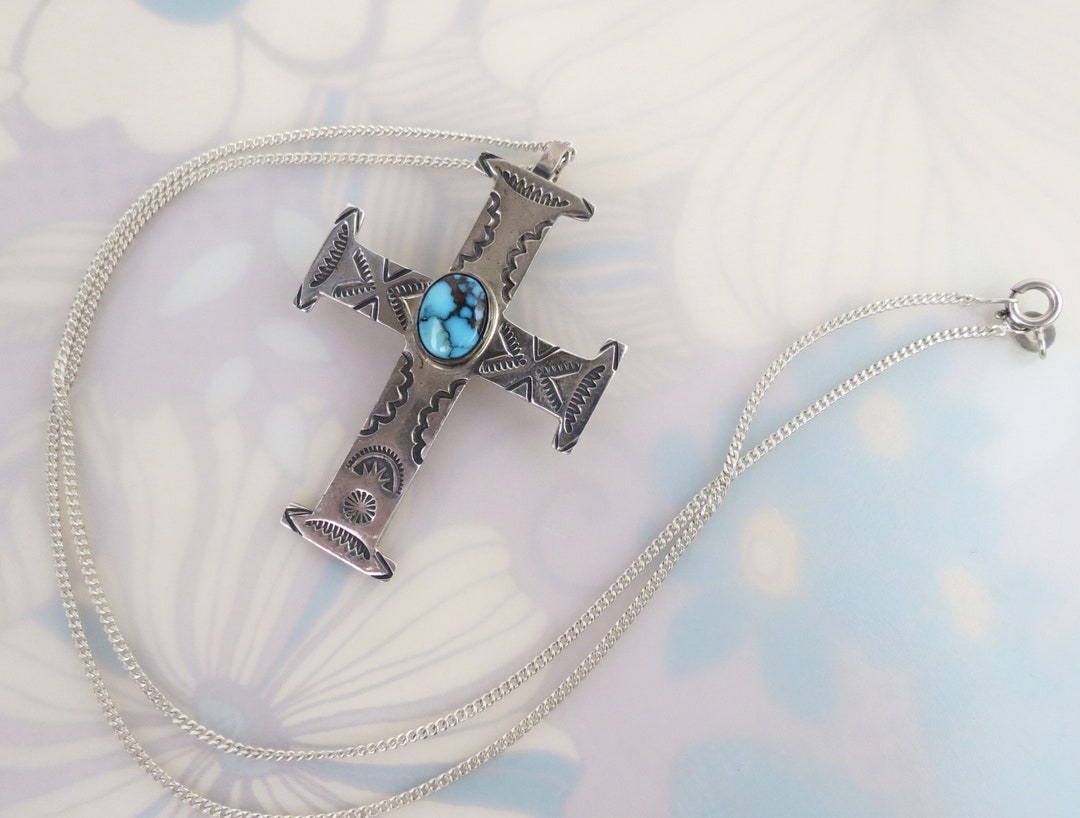 Native American Signed Joe Delgarito Sterling Spiderweb Turquoise Old ...