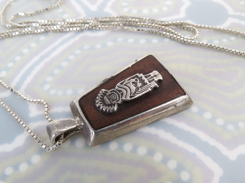 Vintage Native American Wood Inlay With Cast Sterling Silver - Etsy