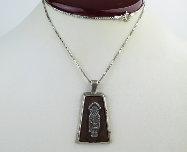 Vintage Native American Wood Inlay With Cast Sterling Silver - Etsy