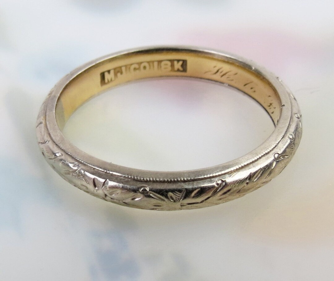 Buy Very Fine Dated 1917 Inscribed Antique Thick Eternity Pattern 18k ...