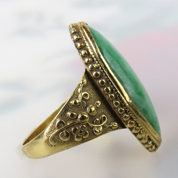 Vintage Chinese hallmarks 18k yellow gold natural gre… - Gem