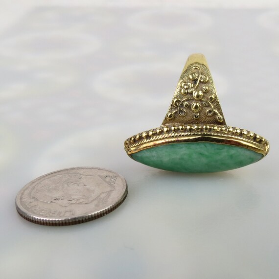 Vintage Chinese hallmarks 18k yellow gold natural gre… - Gem
