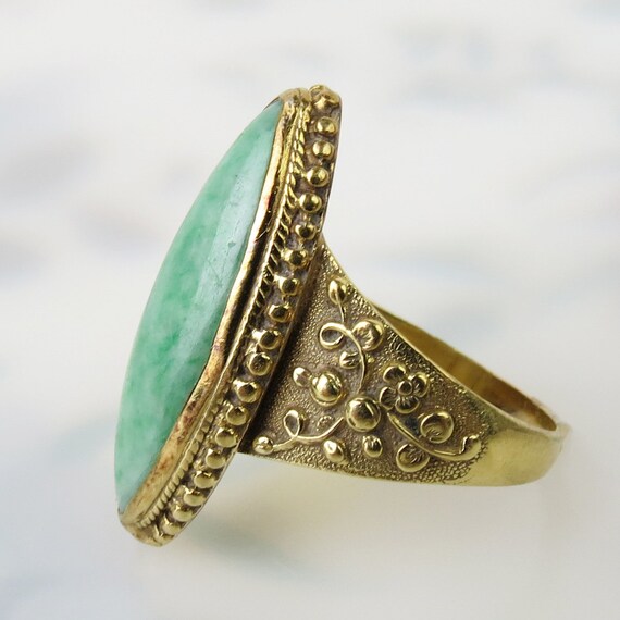 Vintage Chinese hallmarks 18k yellow gold natural gre… - Gem