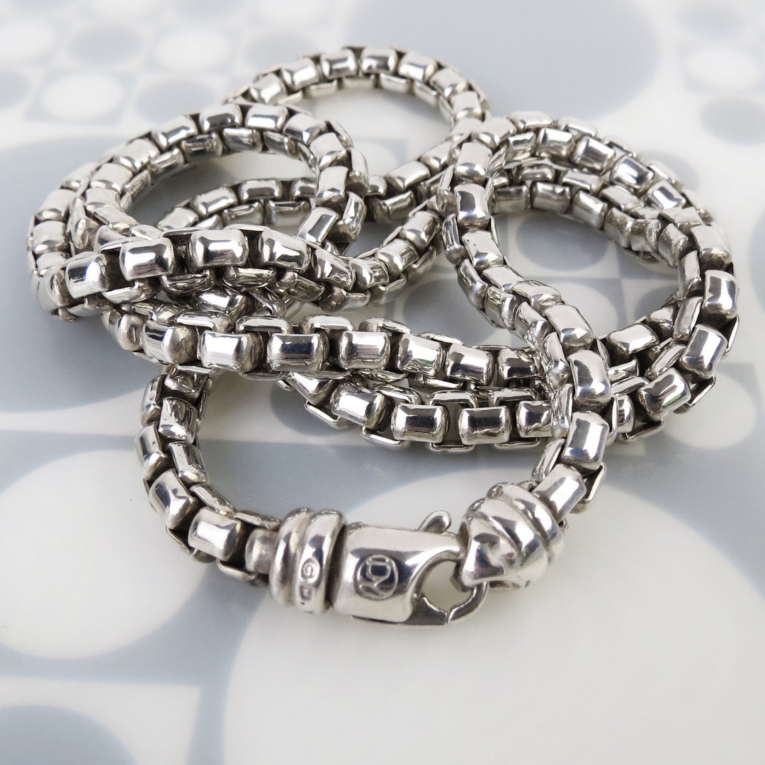David Yurman Sterling Silver 5mm 22 Inch Long Heavy Box Chain Necklace ...