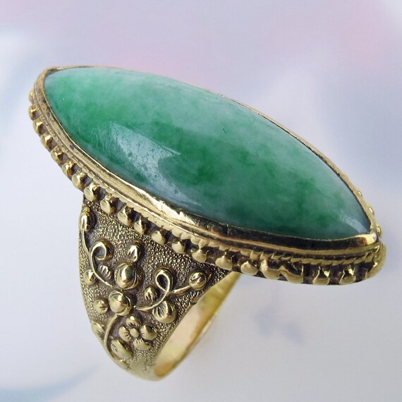 Vintage Chinese hallmarks 18k yellow gold natural gre… - Gem