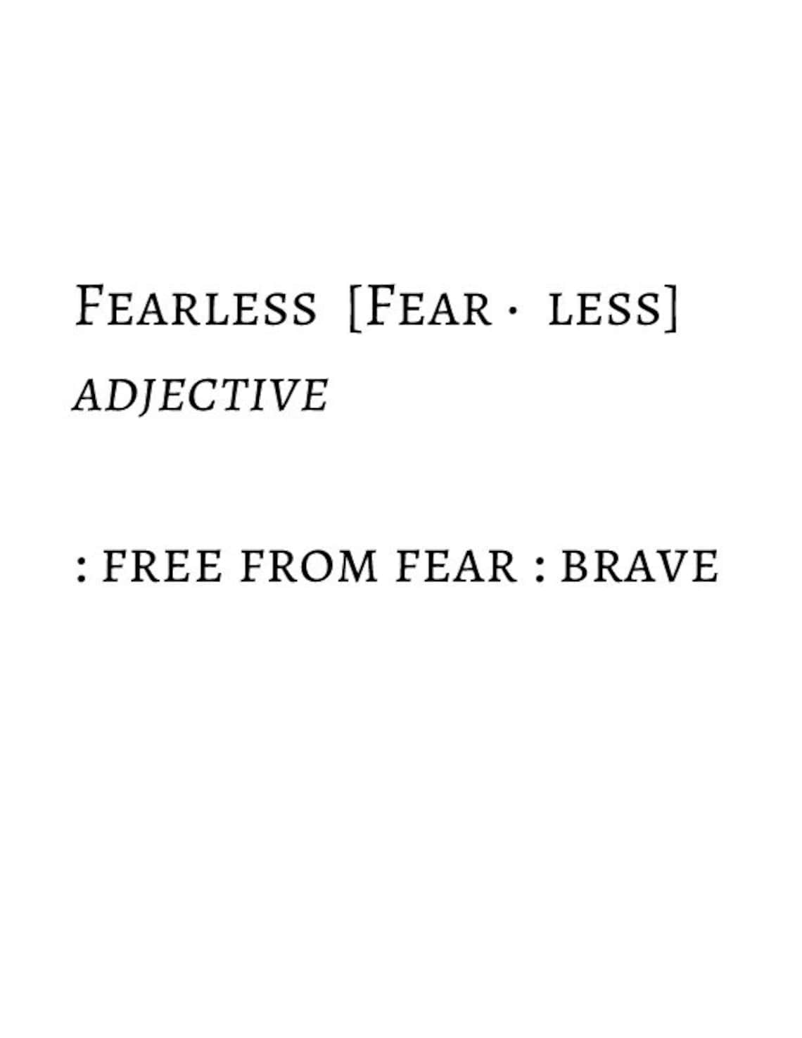 Fearless Definition Printable - Etsy