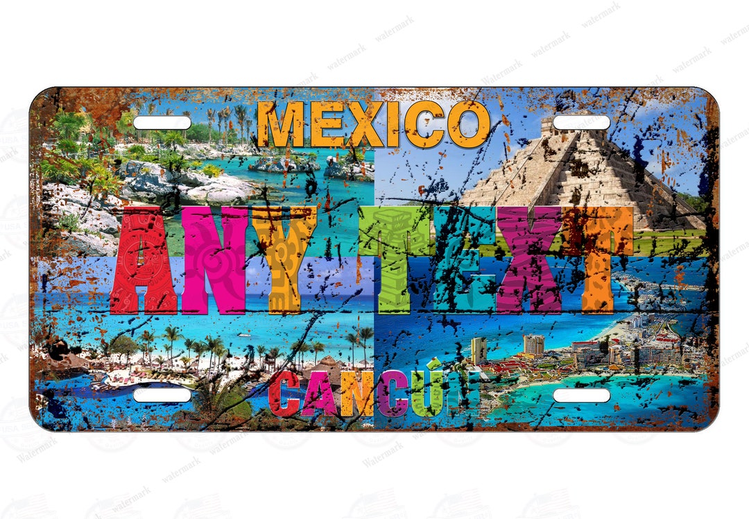 CANCUN Mexico Vacation License Plate Vintage Retro Rustic Metal License ...