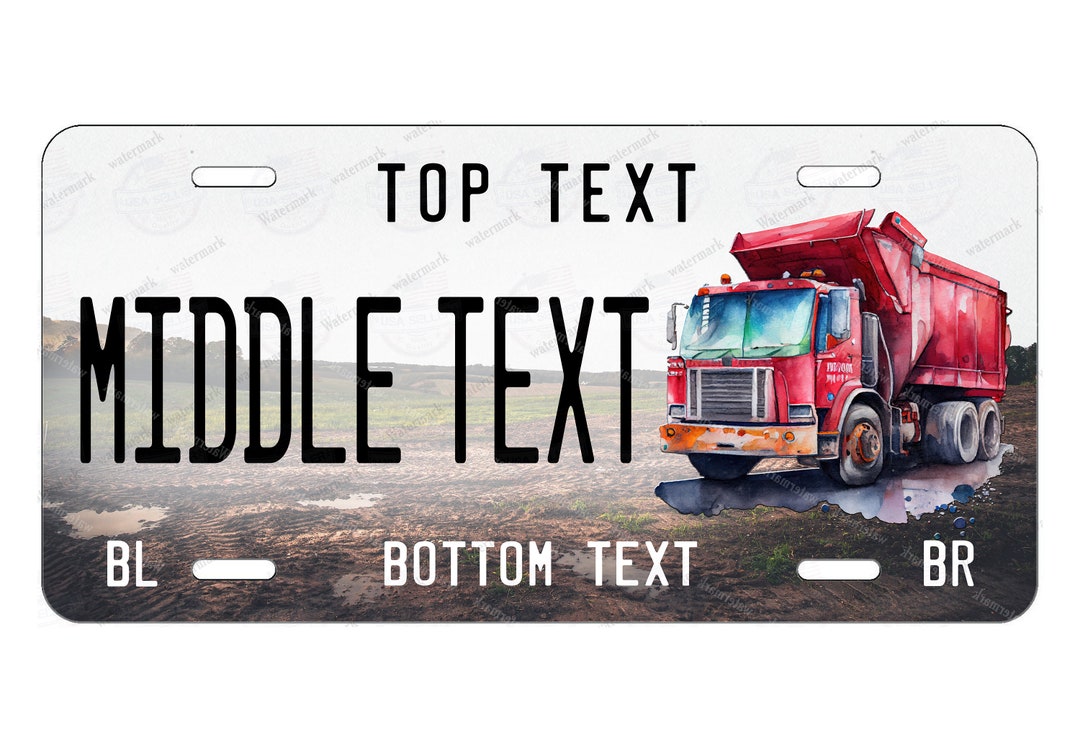Red Garbage Truck Hauling in the Mud Design Personalized Metal License ...