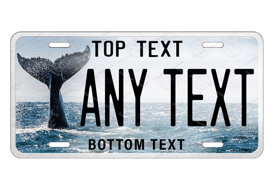 Whale Tail License Plate | Ocean Personalized Text, Novelty Sign - Etsy