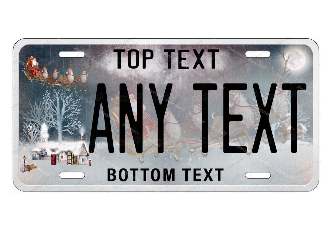 Personalized Santa Sleigh License Plate, Christmas Winter Wonderland ...