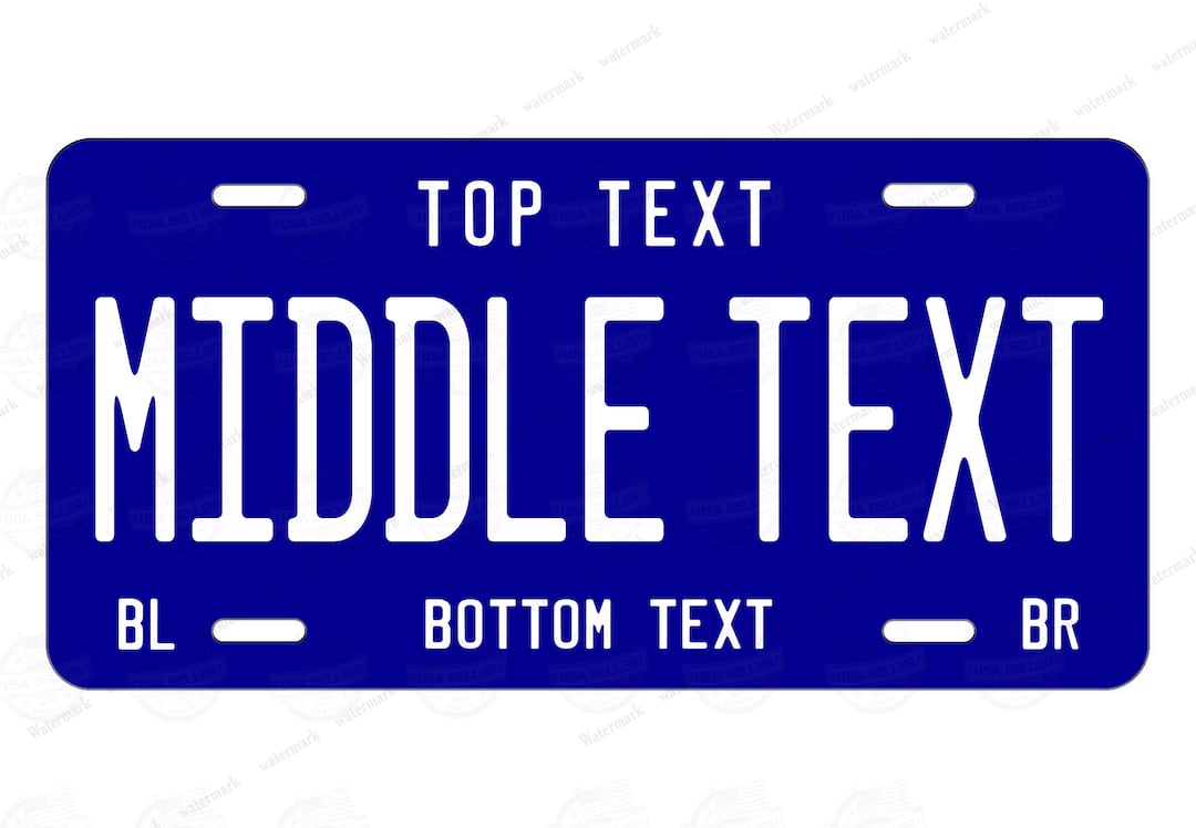Custom Navy Blue & White Color License Plate Tag Personalized for ...