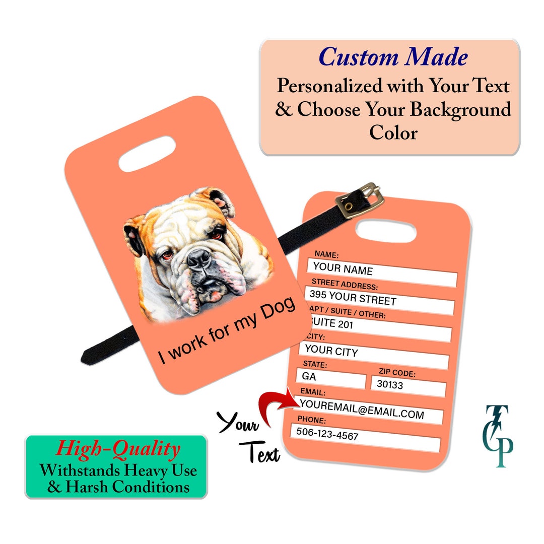 Personalized Bulldog Bag Tag – Custom Pet ID, Kids Backpack Tag - Etsy