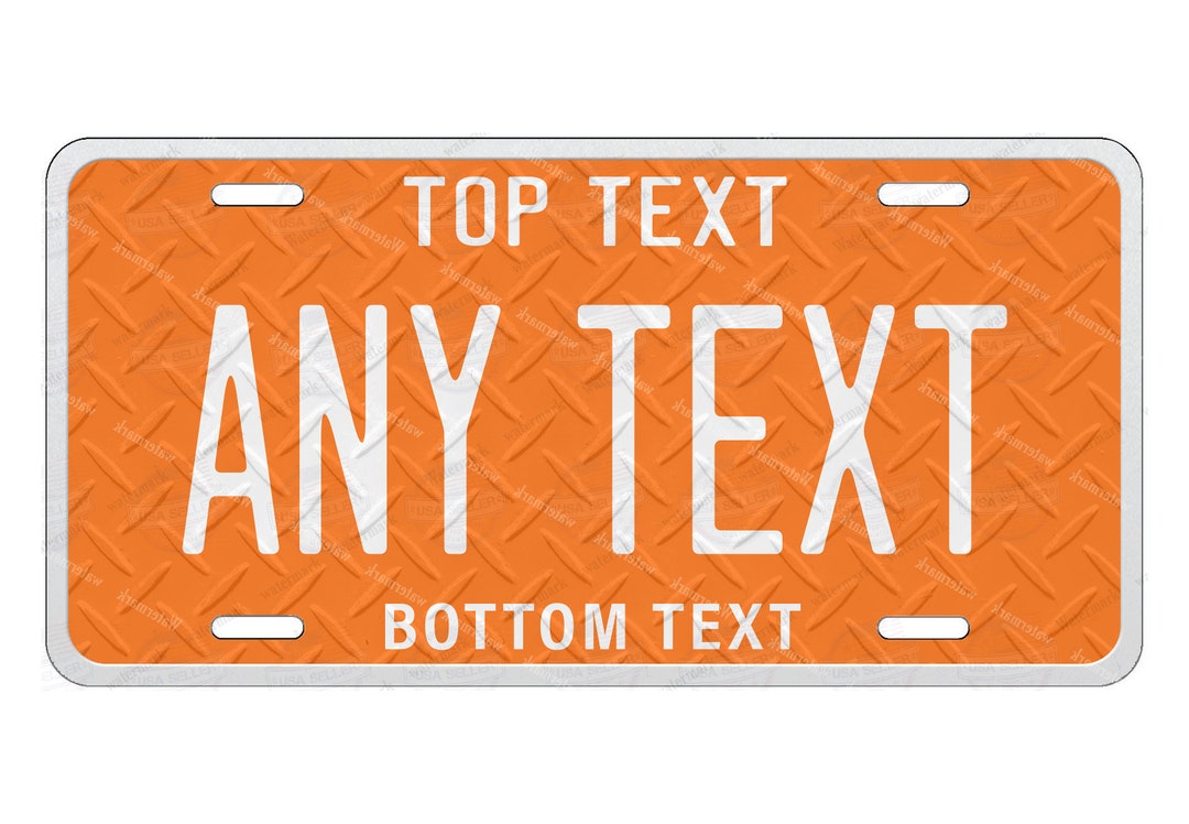 Customizable Orange Tread License Plate - Novelty Personalized Tag - Etsy