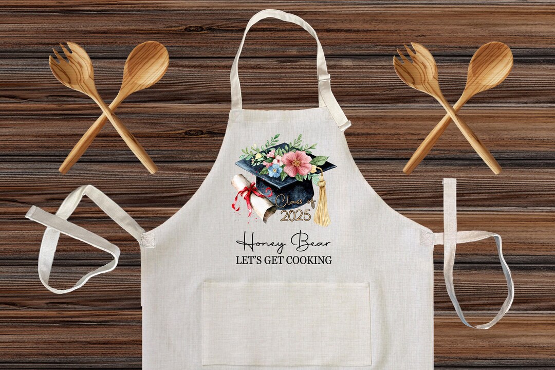 Customized Graduation Class of 2025 Kitchen Apron, Personalized Flower ...