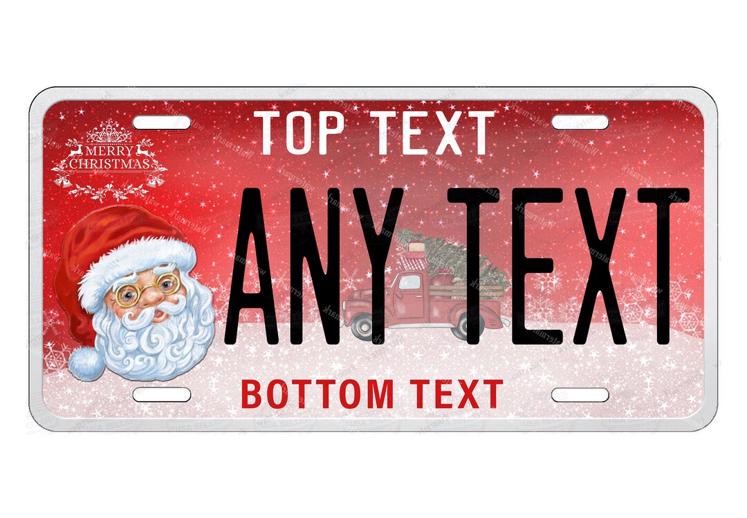 Santa Face Christmas License Plate, Personalized Custom Text - Etsy