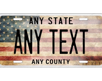 American Flag Custom License Plate Custom Car Tag - Etsy