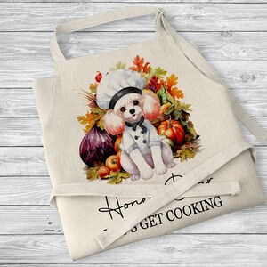Personalized Poodle Dog Linen Kitchen Apron, Customized Cooking Chef ...