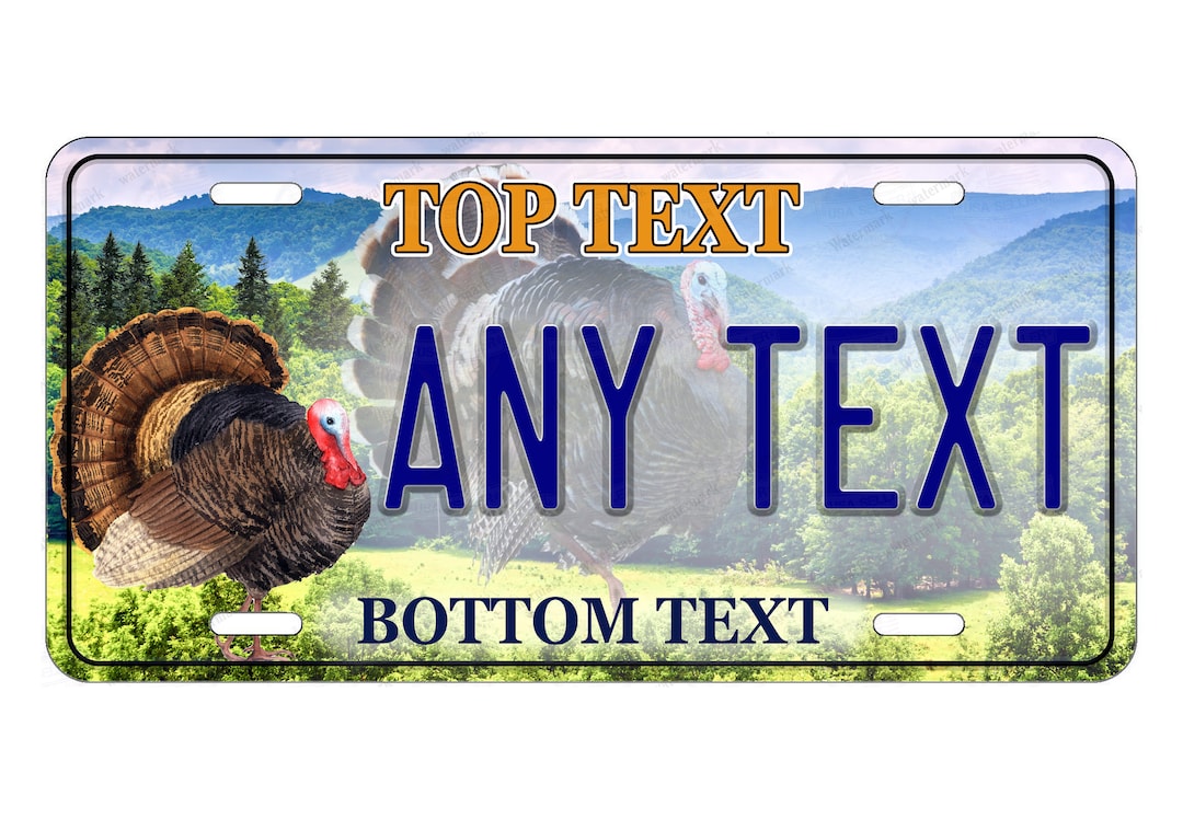 Wild Turkey Mountain Design Any Text Novelty Personalized License Plate ...