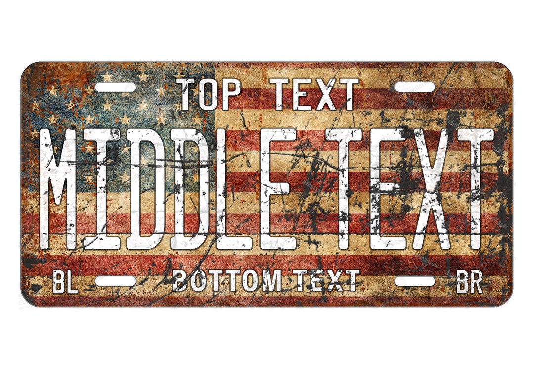 Personalized Rusty American Flag License Plate, Vintage Metal Sign - Etsy
