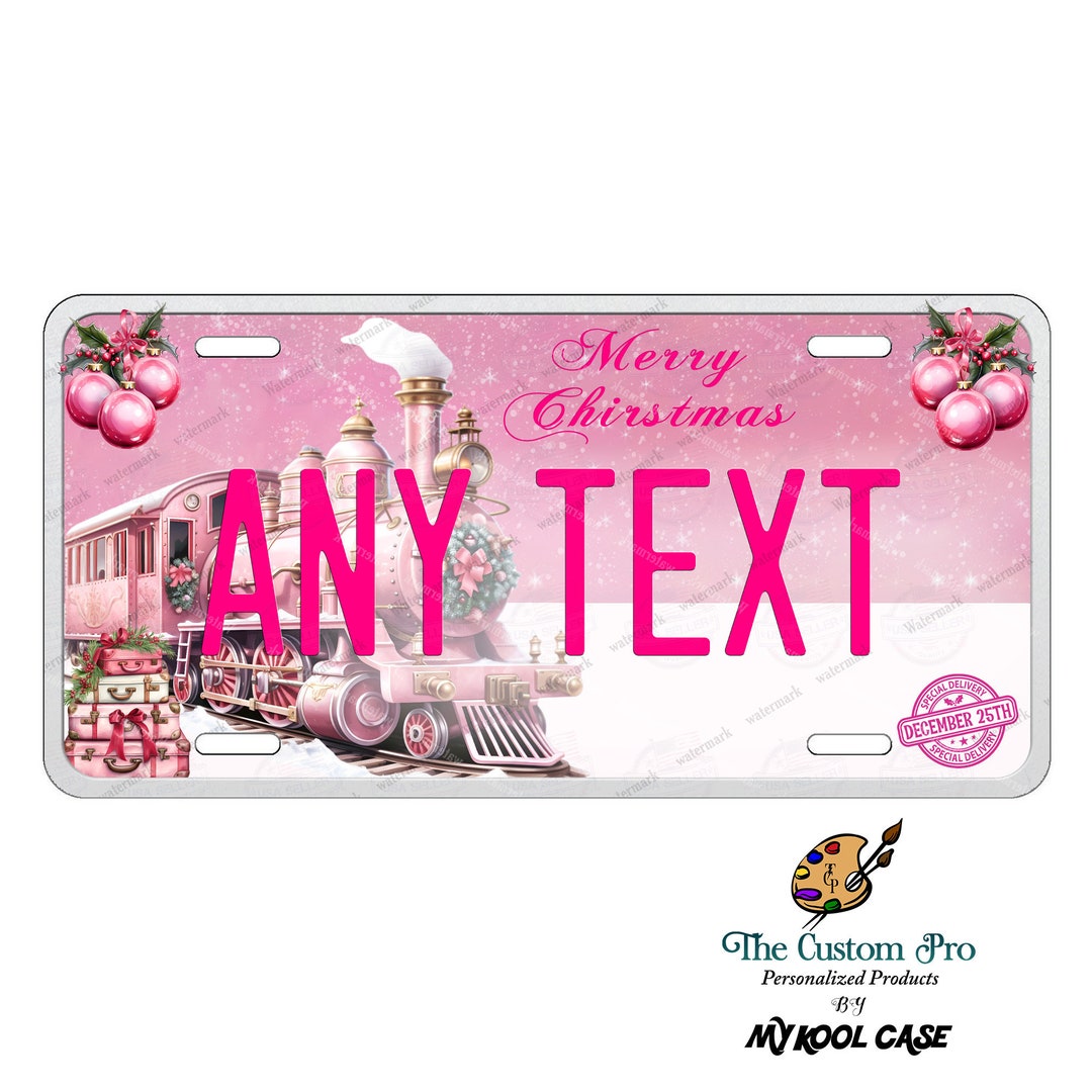 Pink Polar Express Train Merry Christmas Customized License Plate ...