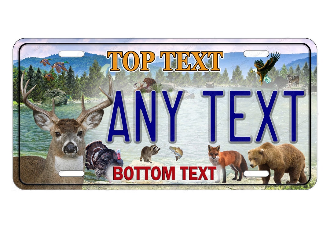 Wildlife Design Personalized License Plate, Any Text - Etsy