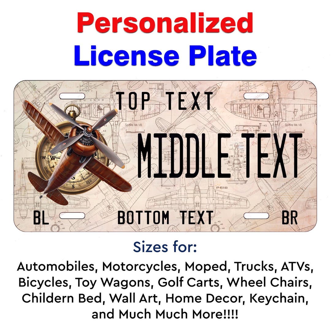 Personalized Aviation Blueprints Aluminum Metal License Plate Tags for ...