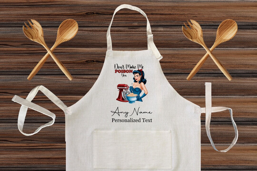 Personalized Sassy Pinup Girl Cooking Linen Kitchen Apron, Customized ...