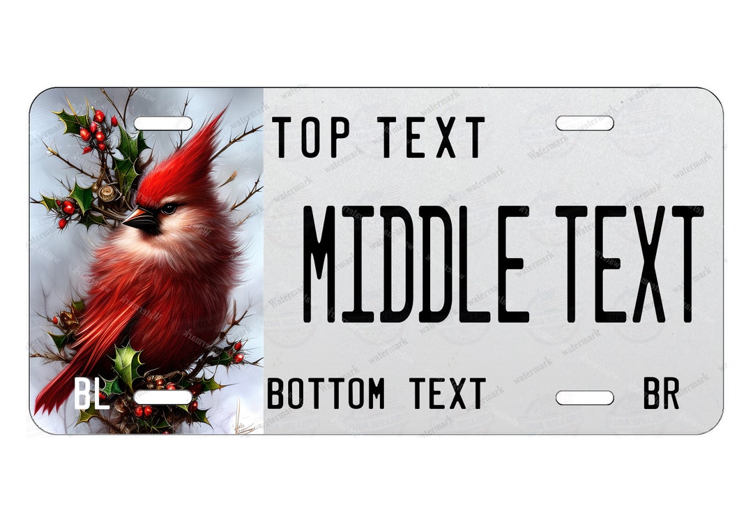 Beautiful Red Cardinal Bird Winter Design Personalized Metal White ...