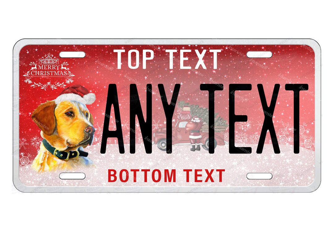 Christmas Golden Retriever License Plate - Personalized Custom Text - Etsy
