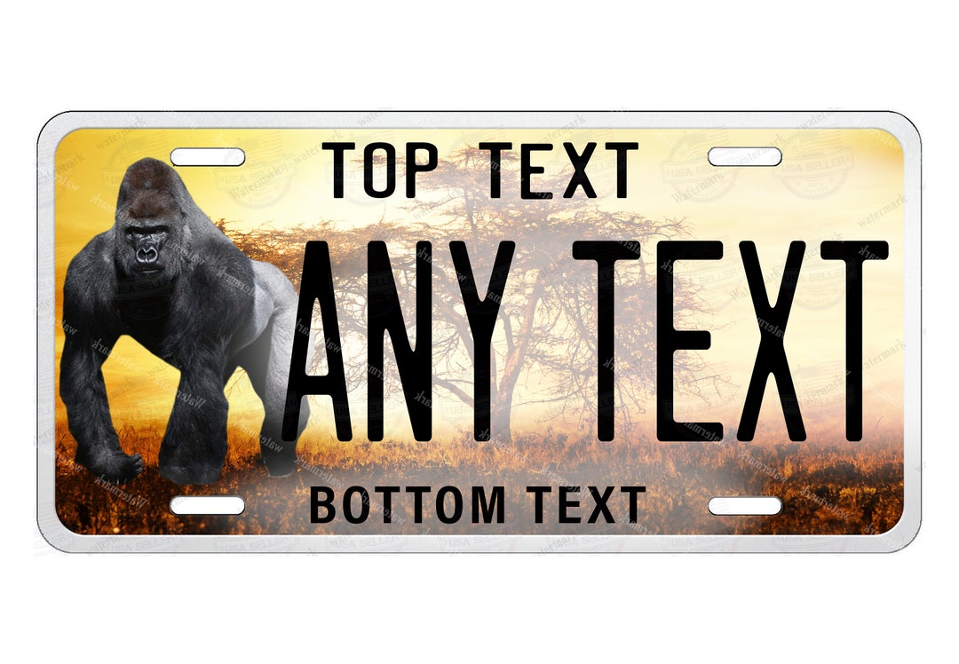 Gorilla Safari License Plate, Custom Text, Novelty Wall Art - Etsy