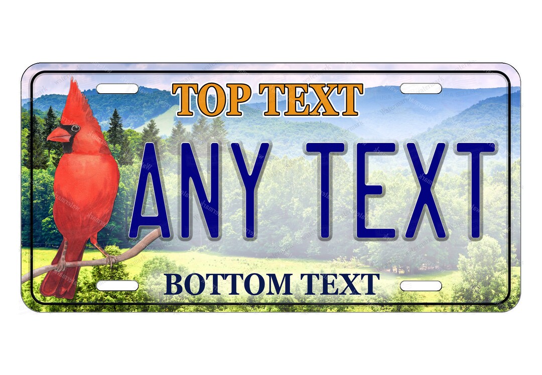 Cardinal Bird Wildlife Design Any Text Novelty Personalized License ...