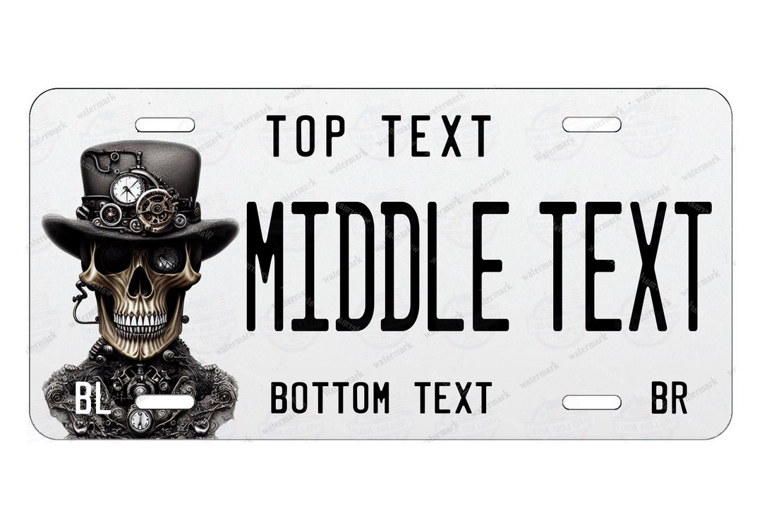 Skeleton Skull on the Ritz Metal Personalized License Plate Tag for ...