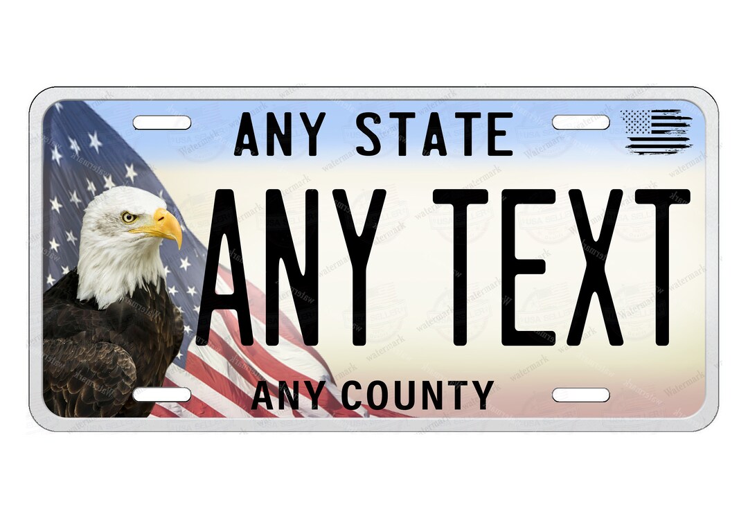 Bald Eagle American Flag Design Any Text Novelty Personalized License ...