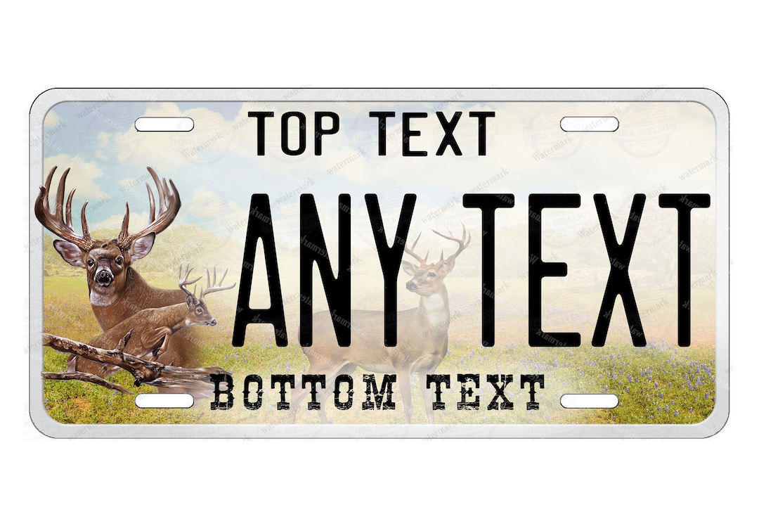 Deer Hunting Prarie License Plate: Personalized Text, ATV Bicycle Sign ...