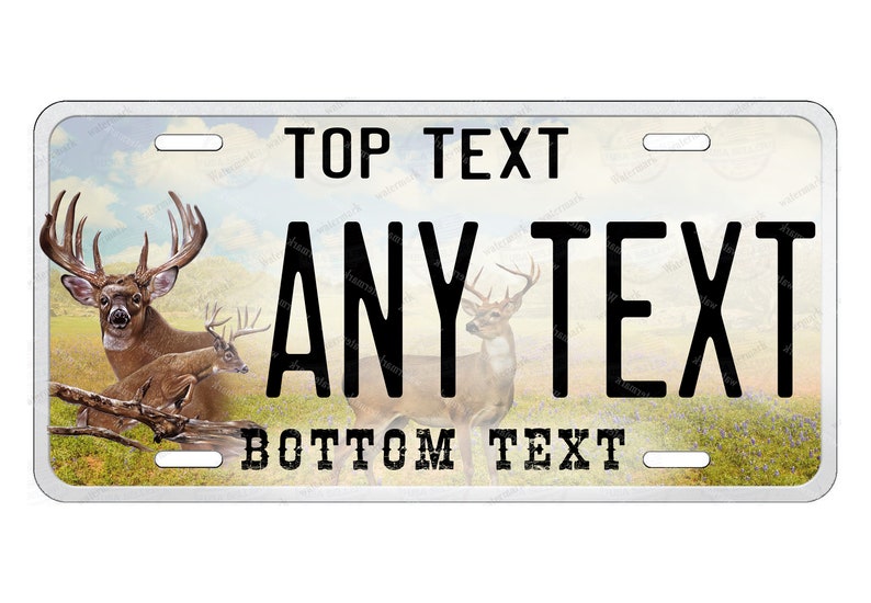 Deer Hunting Prarie License Plate: Personalized Text, ATV Bicycle Sign ...