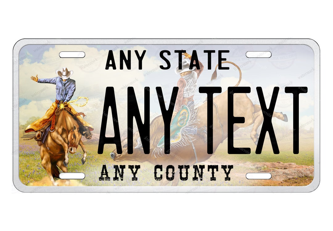 Western Rodeo Cowboy Bull Ride Design Any Text Novelty Personalized ...