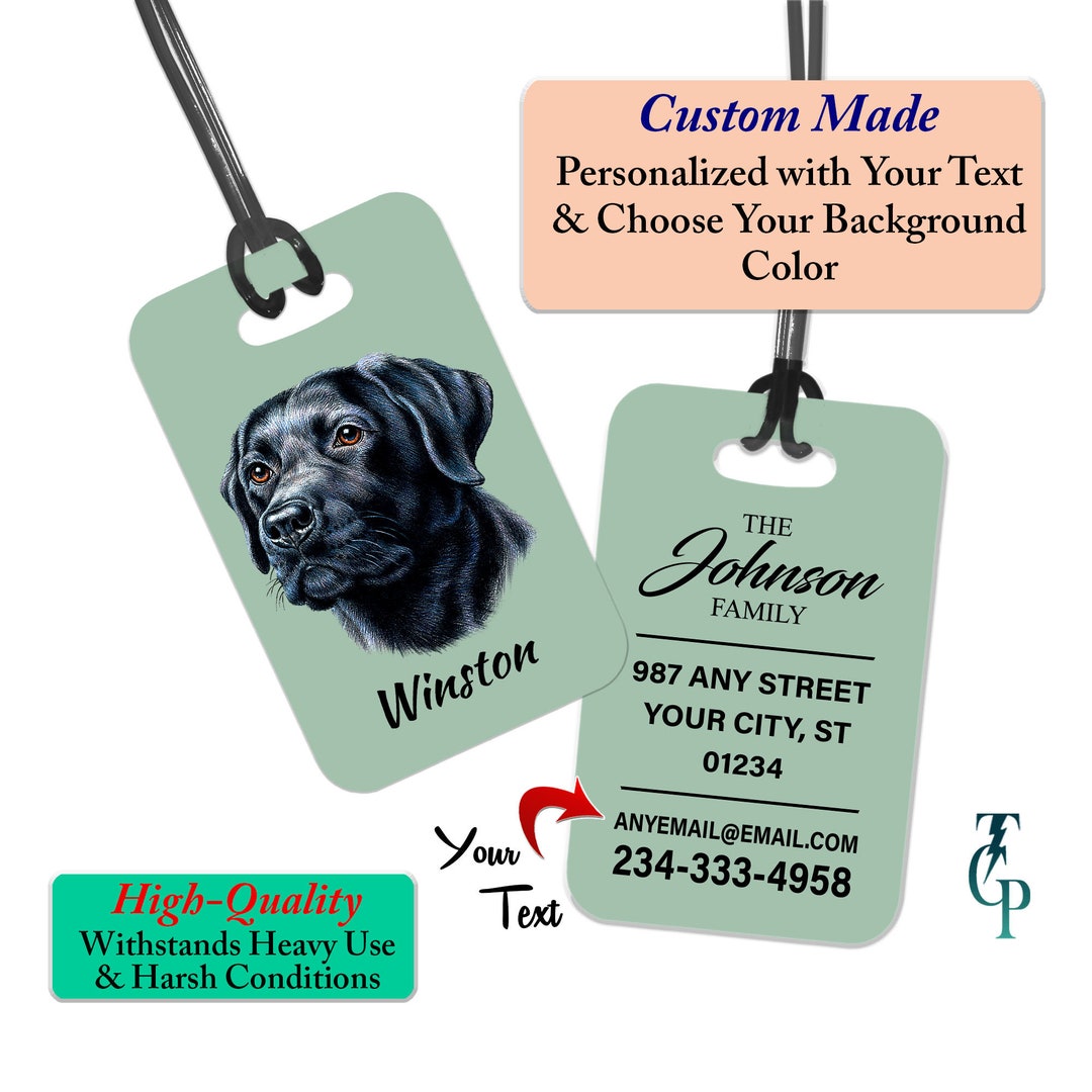 Personalized Black Lab Dog Face - Custom Pet ID Tag - Baggage Tag ...