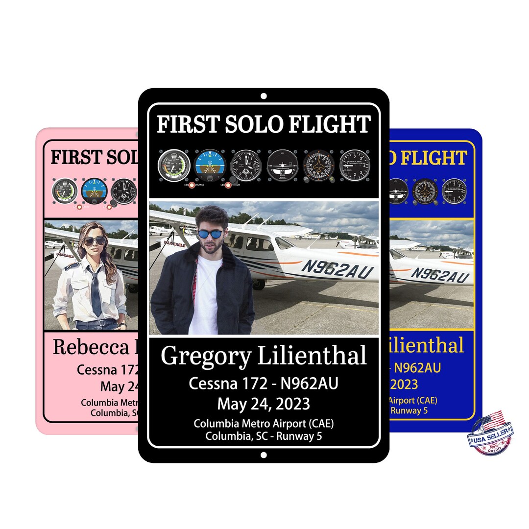 First Solo Flight Student Pilot Achievement Plaque Custom Wall Signage ...
