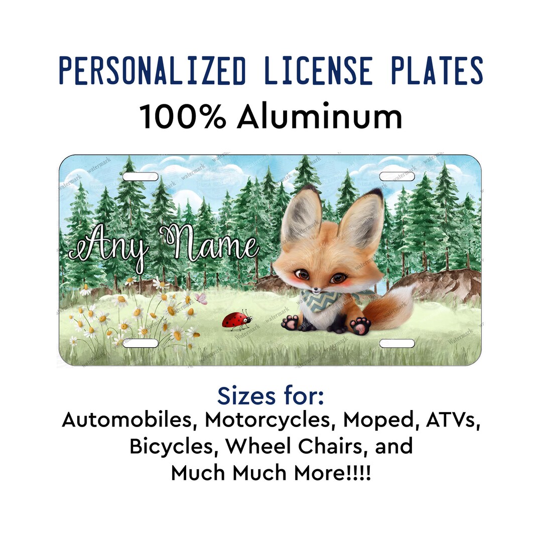 Personalized Baby Fox License Plate, Ladybug Design - Etsy