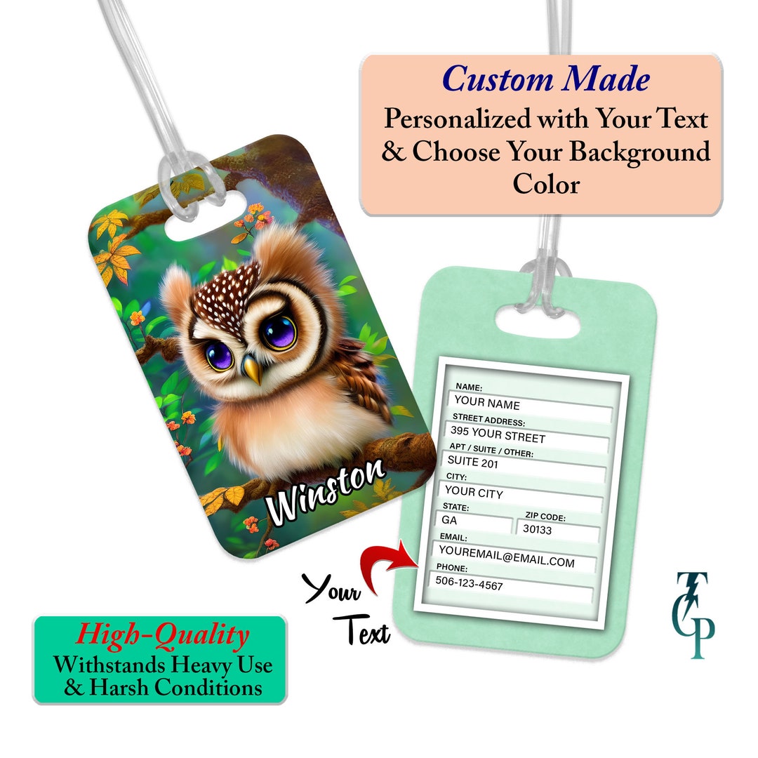 Personalized Baby Owl Baggage Tag – Custom Nursery Art ID - Etsy
