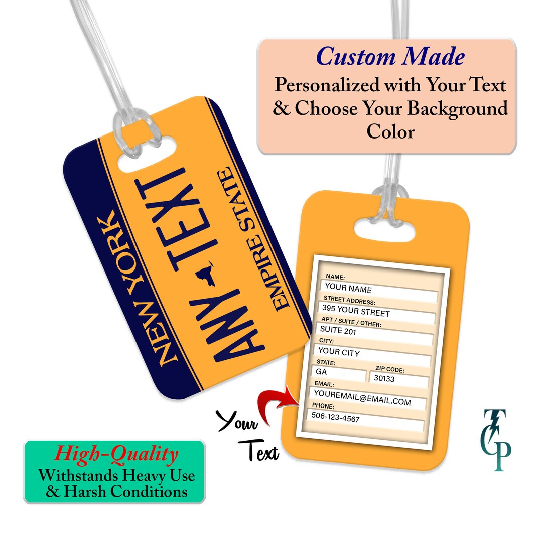 Personalized New York License Plate Design - Customized Baggage Tag ...