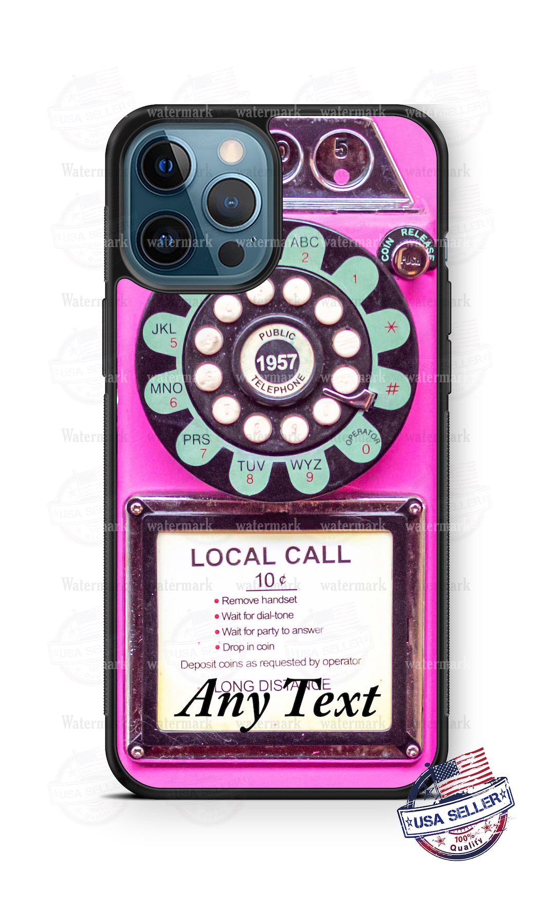 Retro Fuchsia Pink Payphone Design Personalized for iPhone 14 Pro Max ...