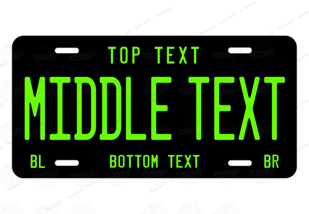 Custom Black & Bright Green Color License Plate Tag Personalized for ...