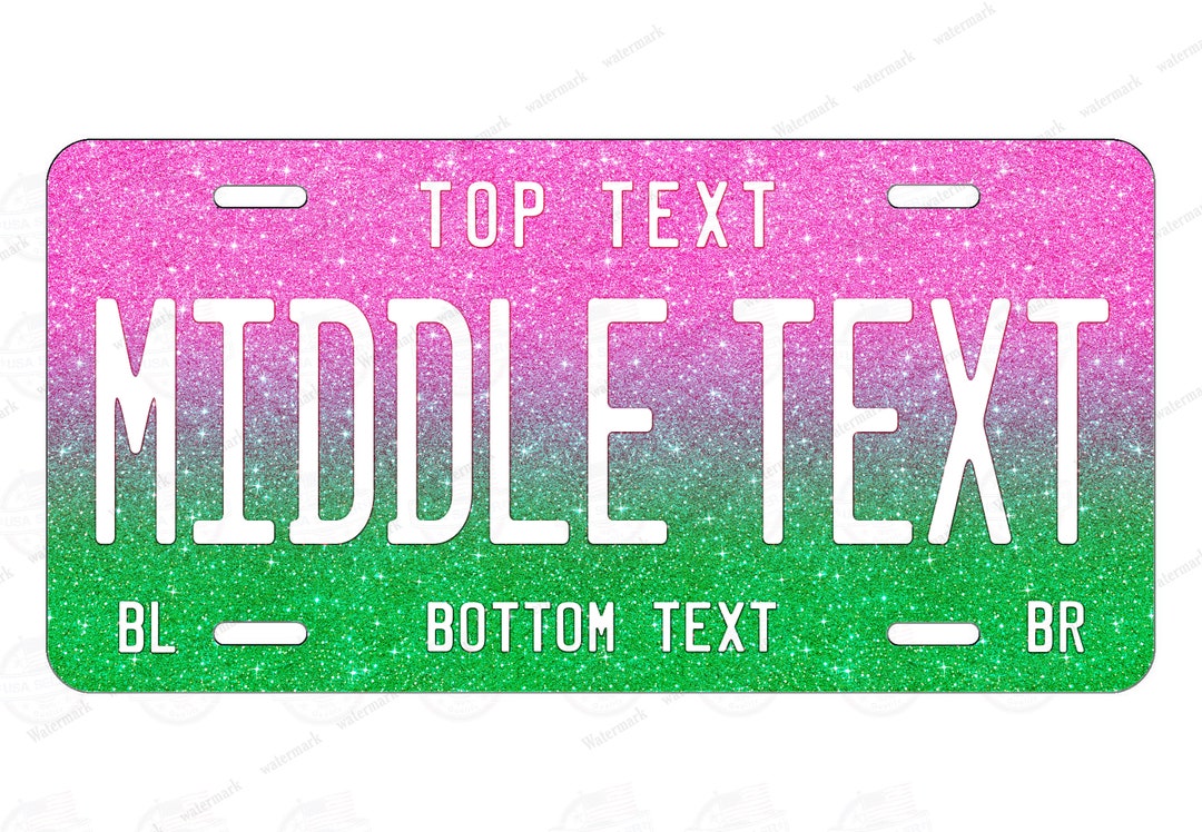 Custom Pink Green Ombre License Plate, Personalized Text - Etsy