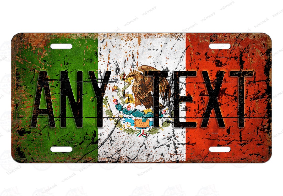 Personalized Mexico Flag License Plate, Vintage Rustic Metal Sign - Etsy