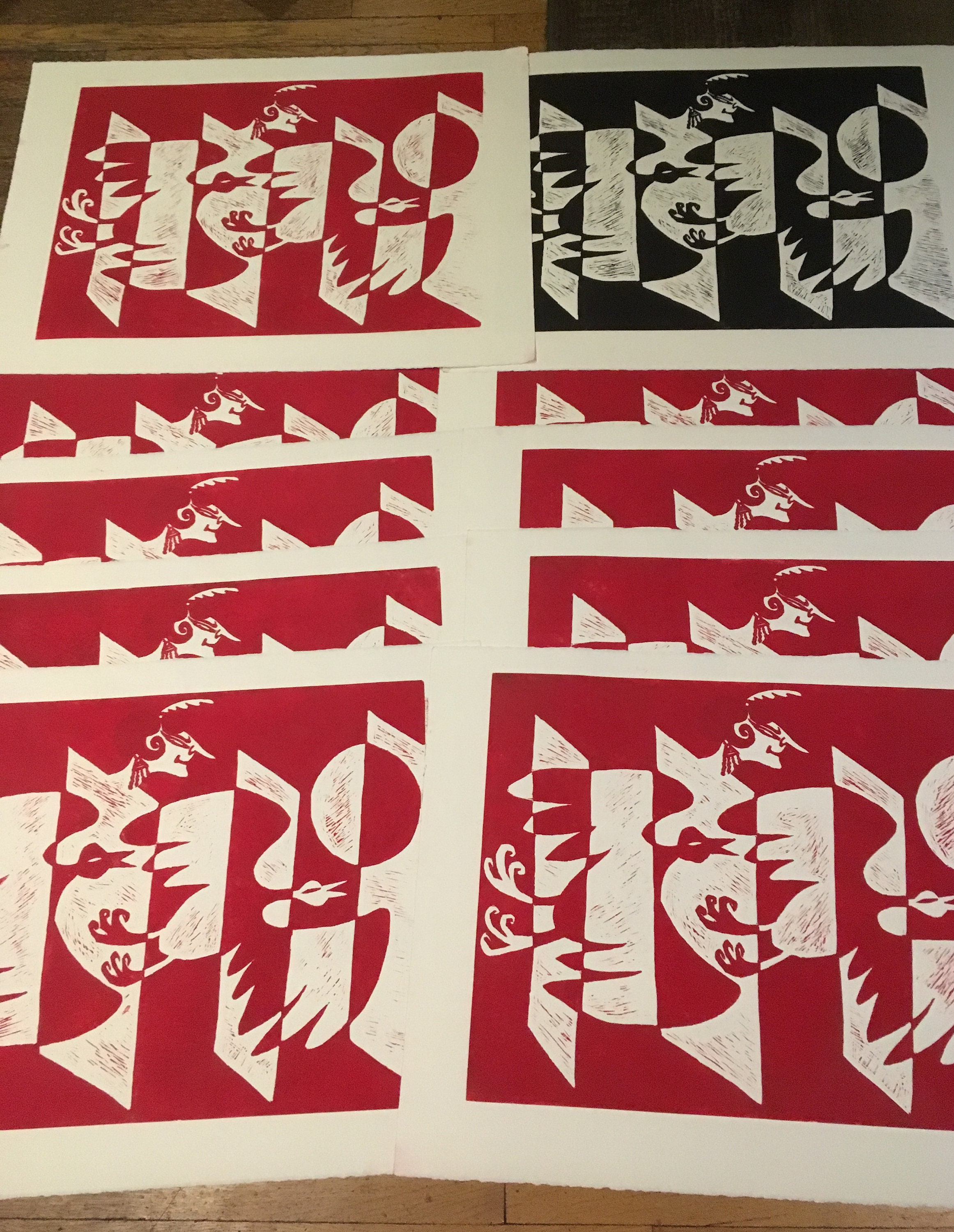 Changing Screen Linoleum Print | Etsy