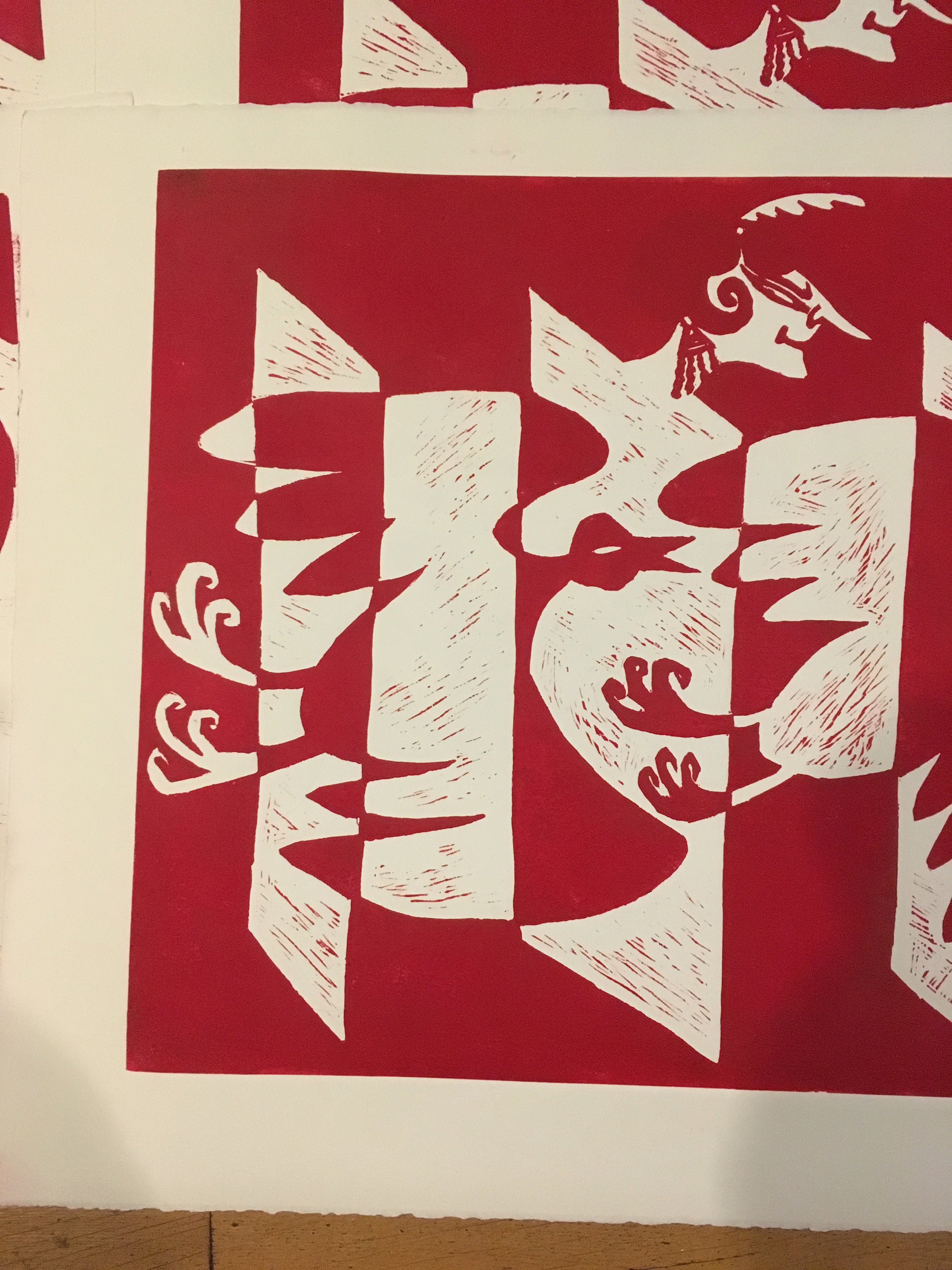 Changing Screen Linoleum Print | Etsy